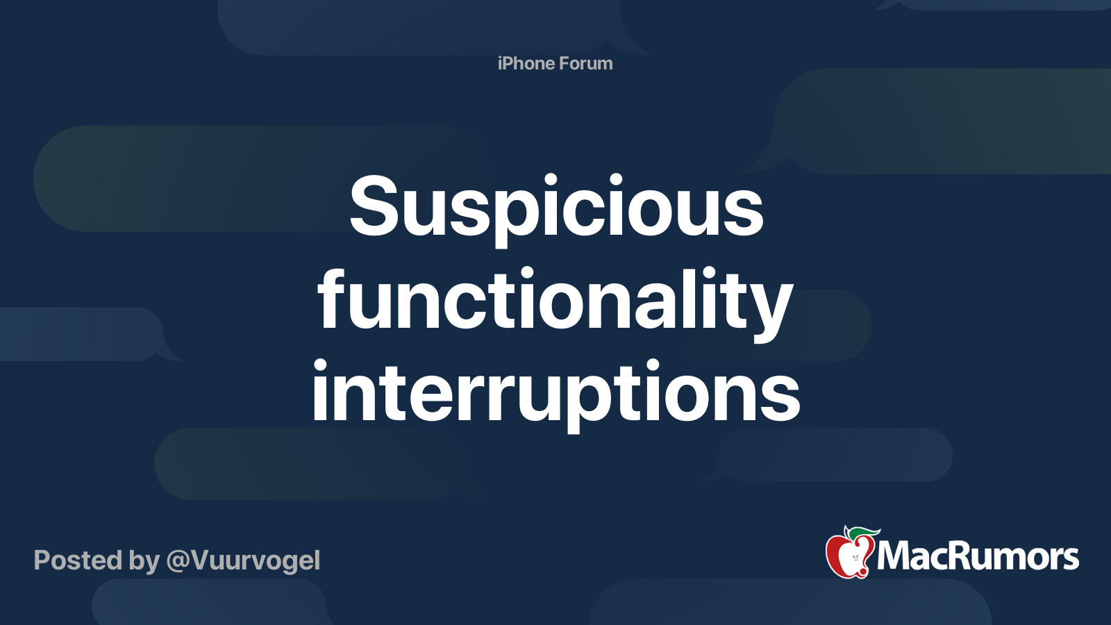 Suspicious functionality interruptions | MacRumors Forums