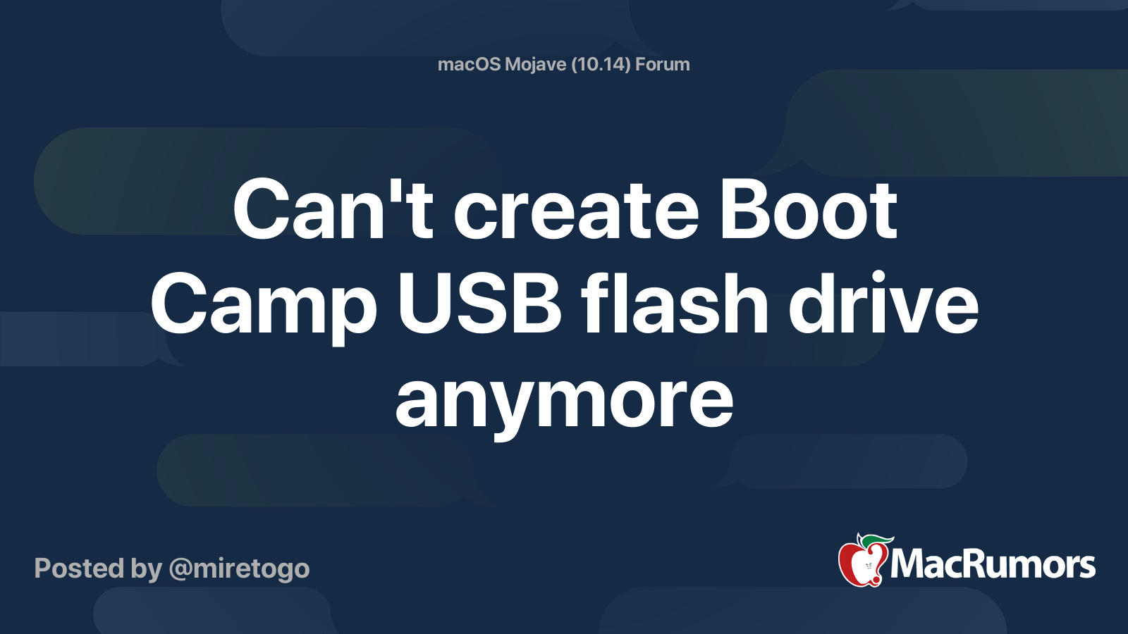 Can't create Boot Camp USB flash drive anymore | MacRumors Forums