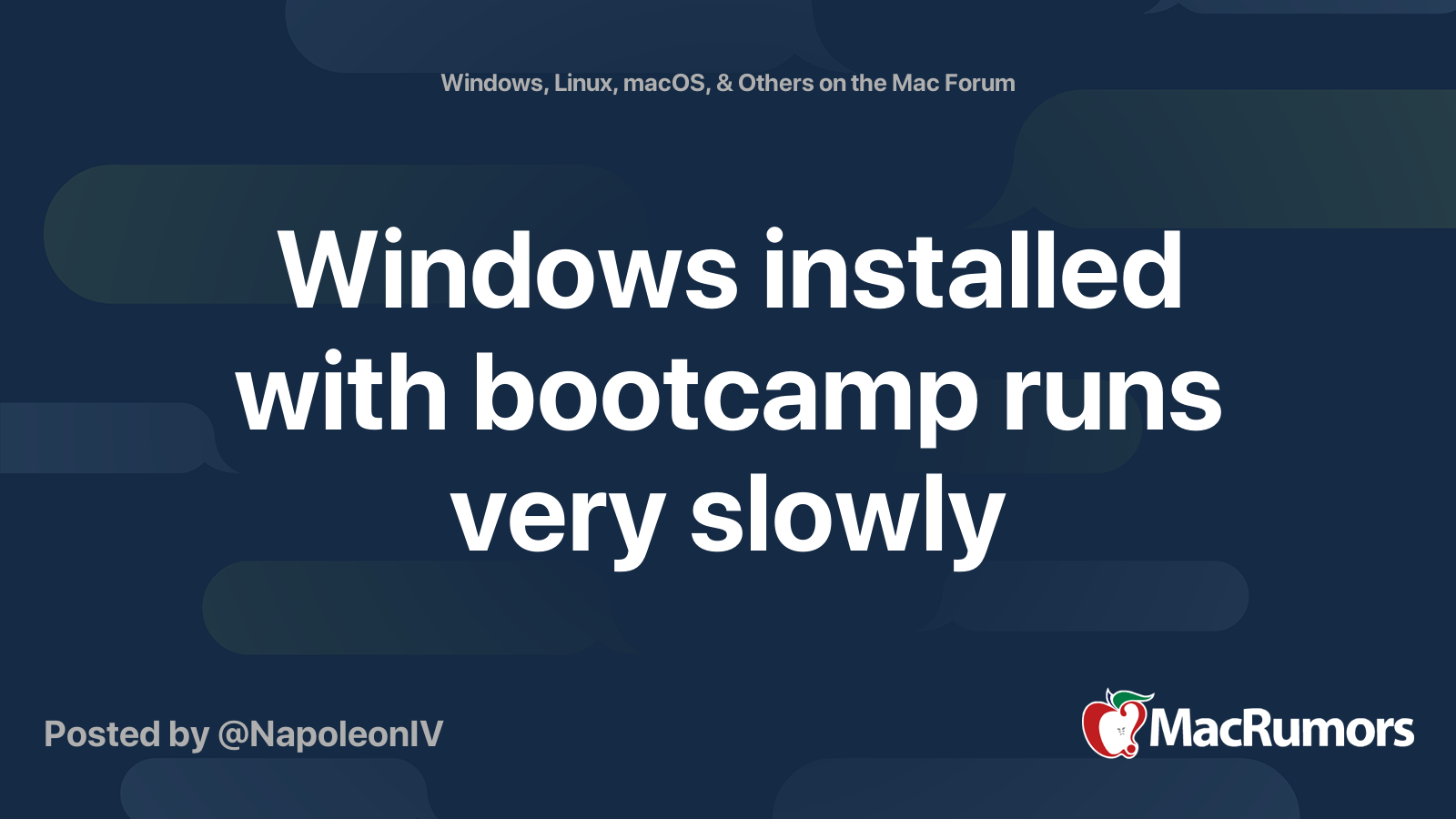 Windows installed with bootcamp runs very slowly | MacRumors Forums