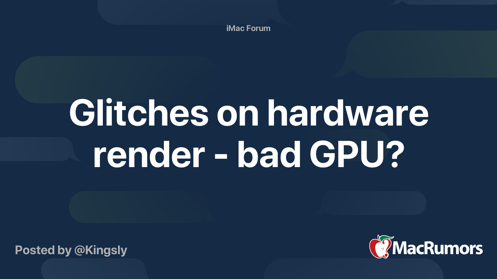 Glitches on hardware render - bad GPU? | MacRumors Forums