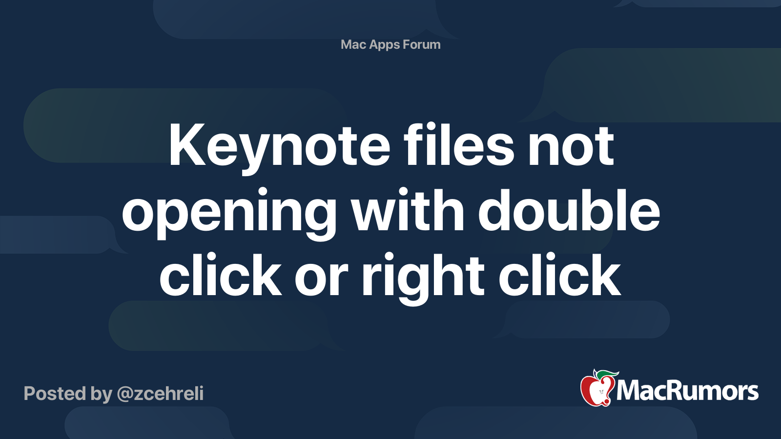 Keynote files not opening with double click or right click | MacRumors Forums