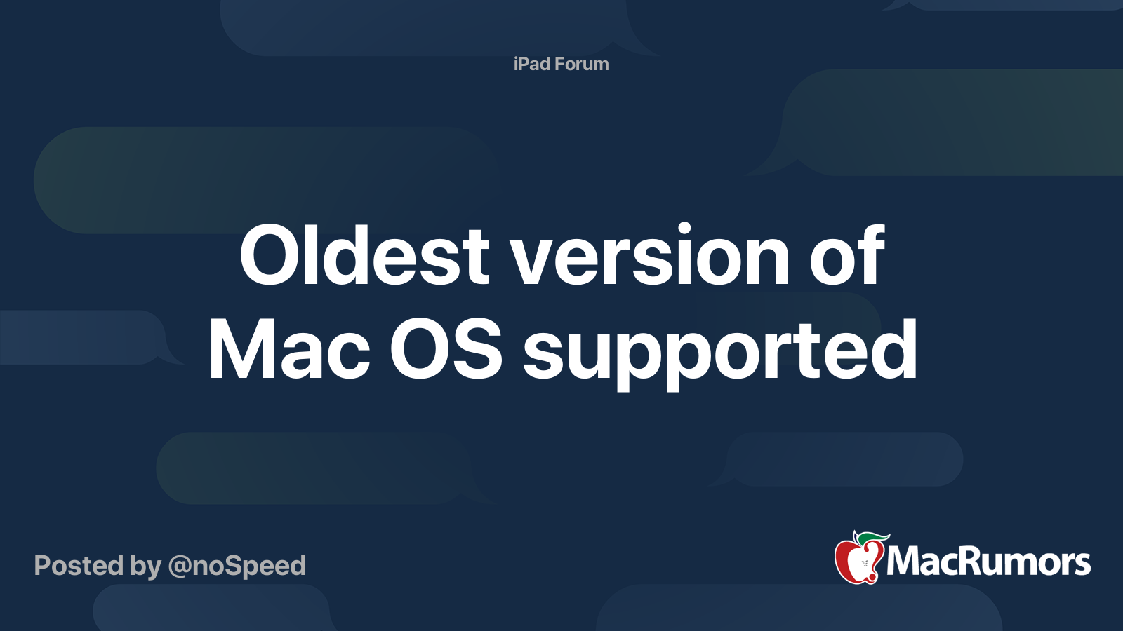 Oldest Version Of Mac Os Supported Macrumors Forums 1920