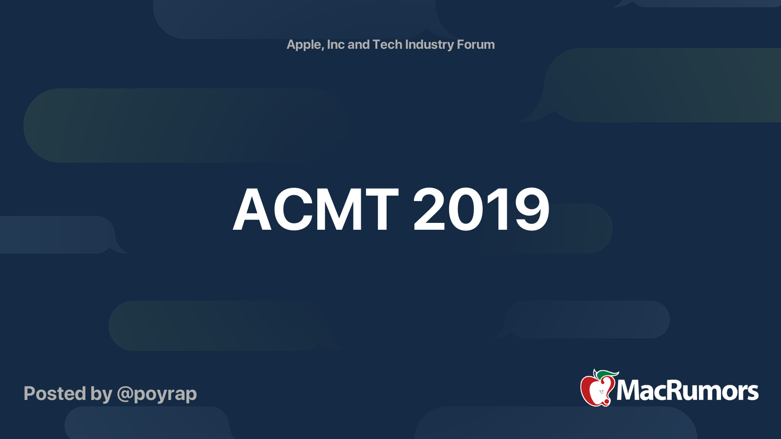 ACMT 2019 | MacRumors Forums