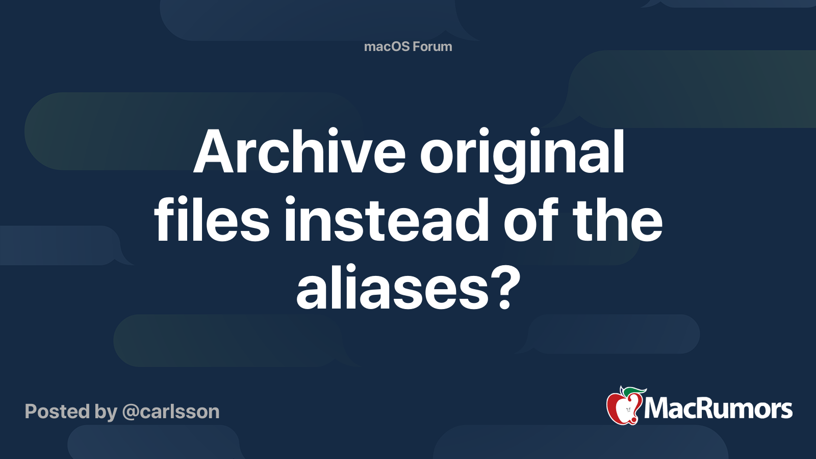 Archive original files instead of the aliases? | MacRumors Forums