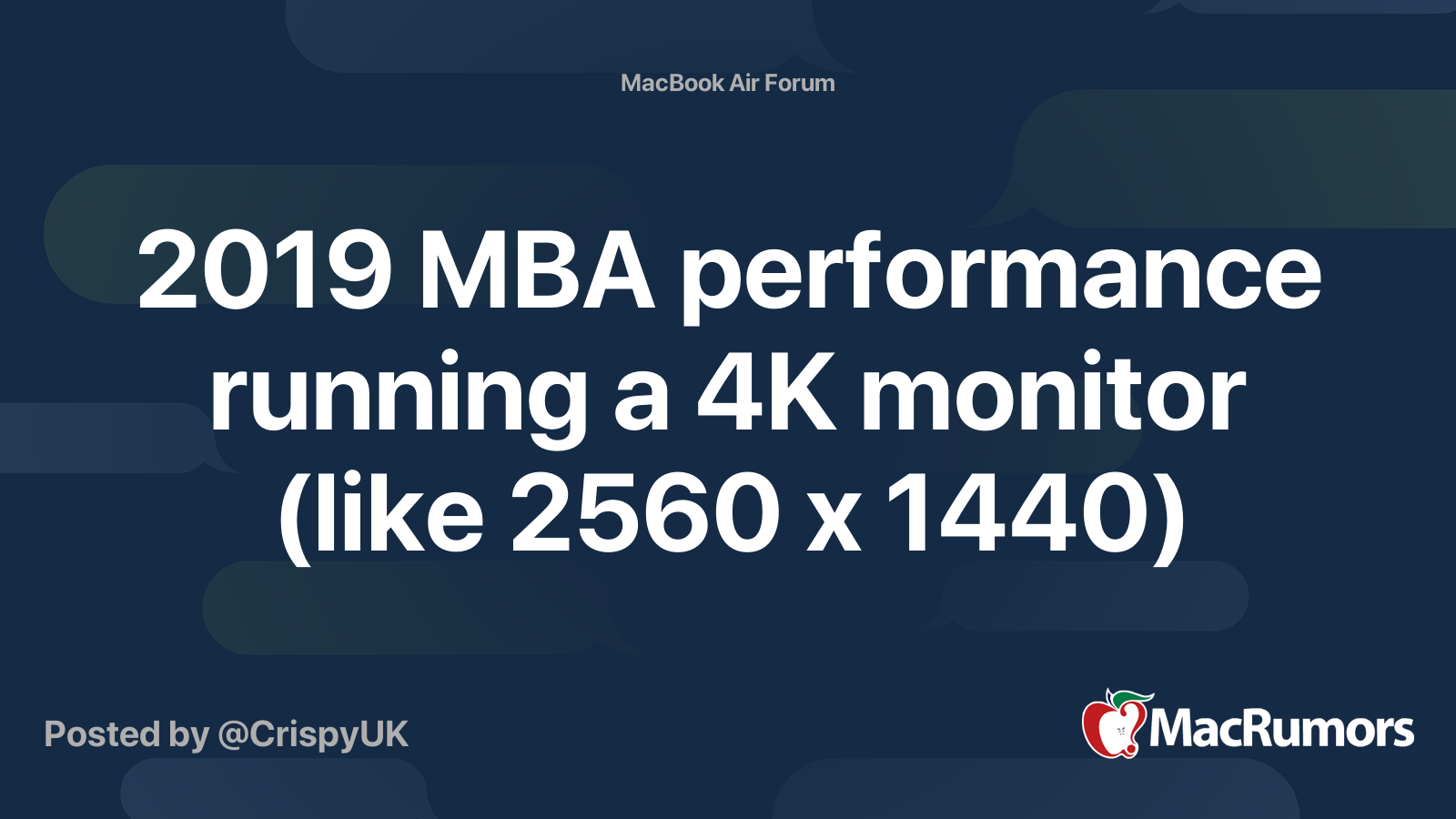 2019 MBA performance running a 4K monitor (like 2560 x 1440 ...
