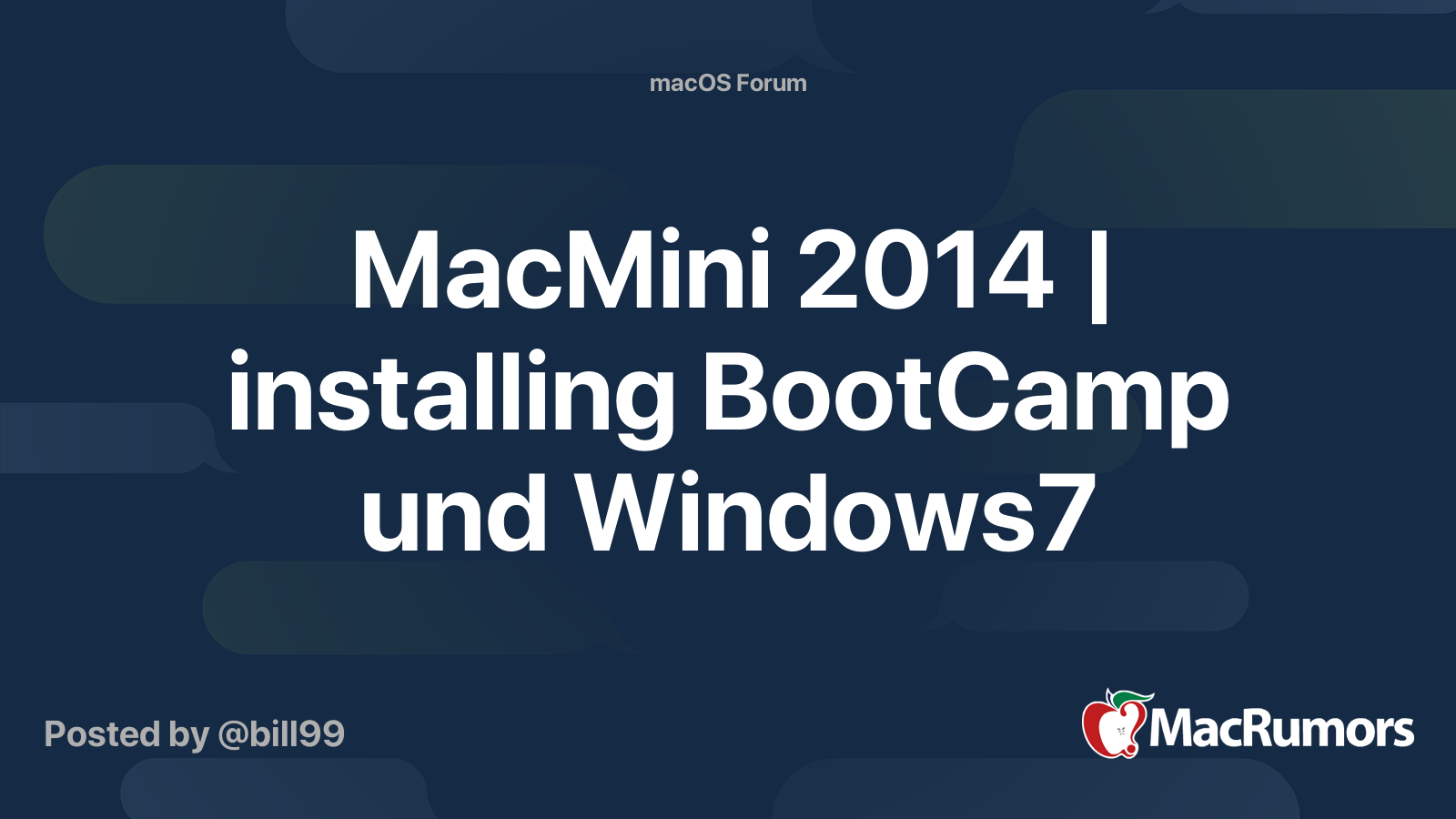 MacMini 2014 | installing BootCamp und Windows7 | MacRumors Forums