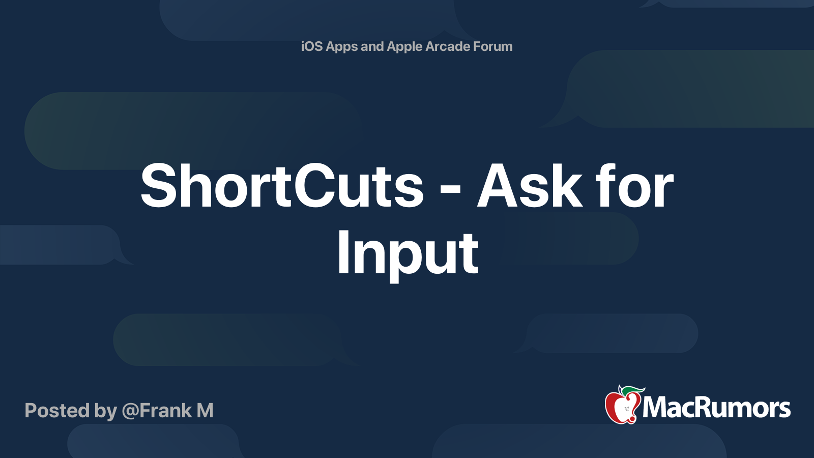 ShortCuts - Ask for Input | MacRumors Forums