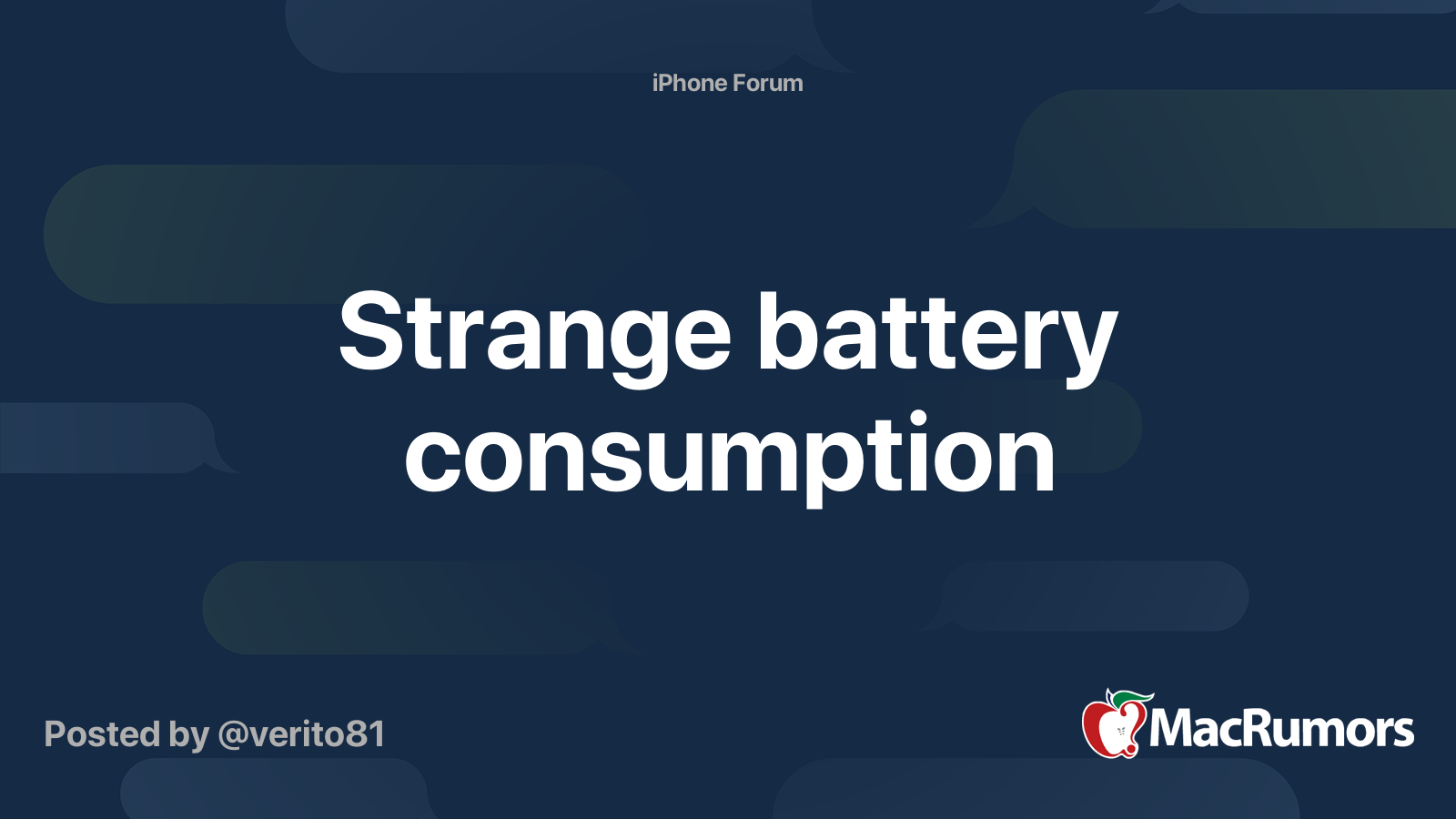 Strange battery consumption | MacRumors Forums