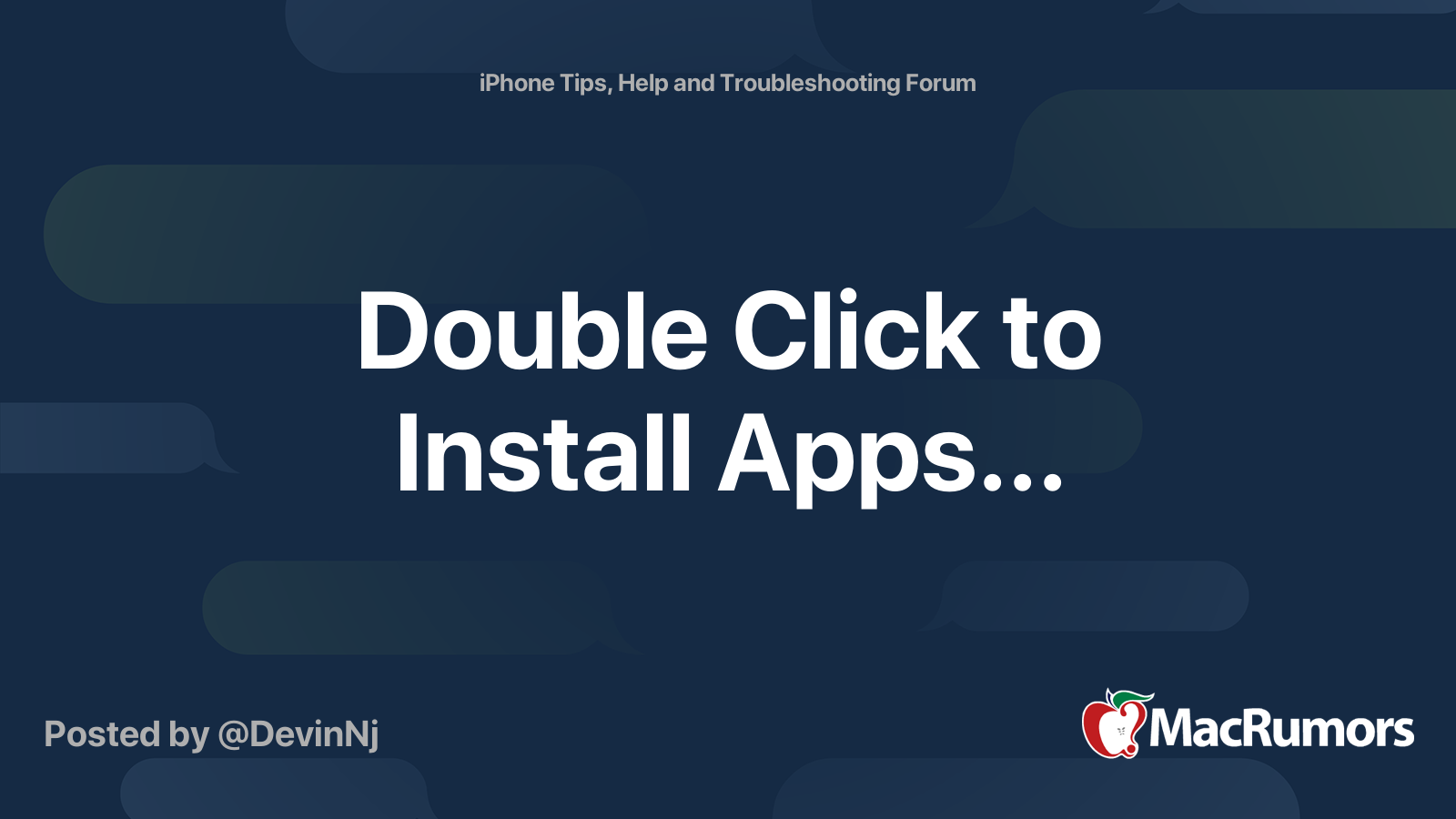 Double Click to Install Apps... | MacRumors Forums