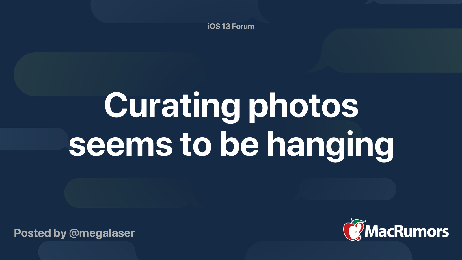 Curating photos seems to be hanging | MacRumors Forums