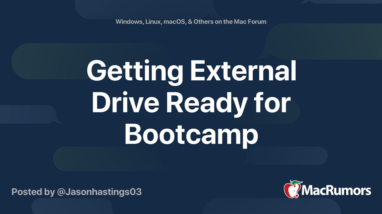 Getting External Drive Ready for Bootcamp | MacRumors Forums