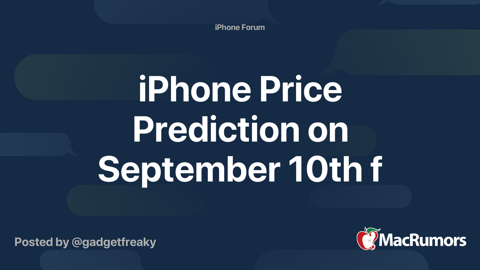 iPhone Price Prediction on September 10th f | MacRumors Forums