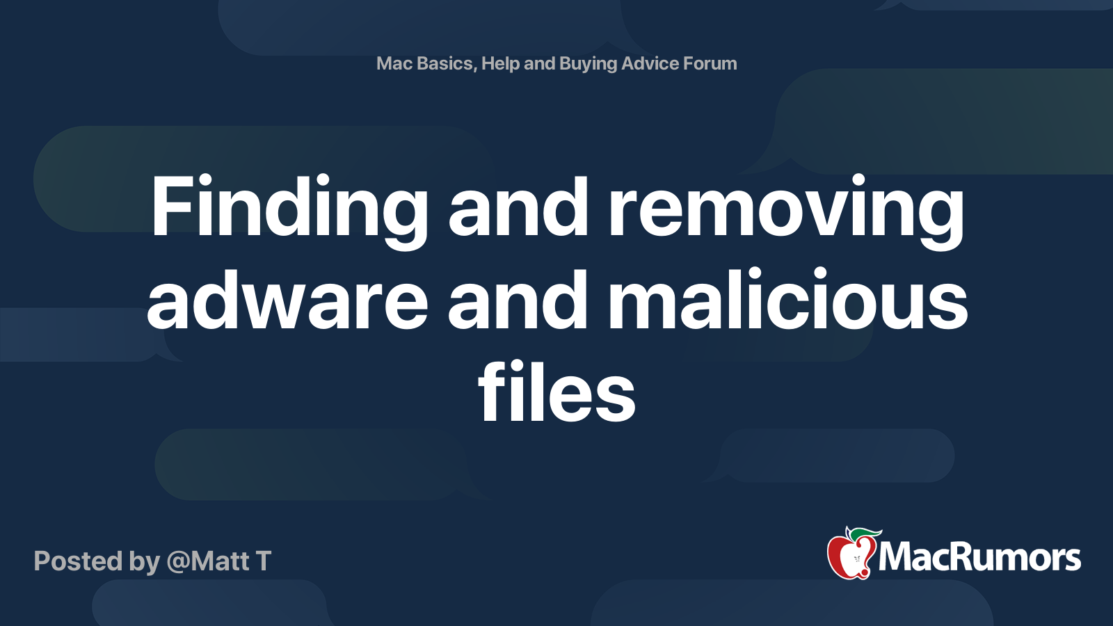 Finding and removing adware and malicious files | MacRumors Forums