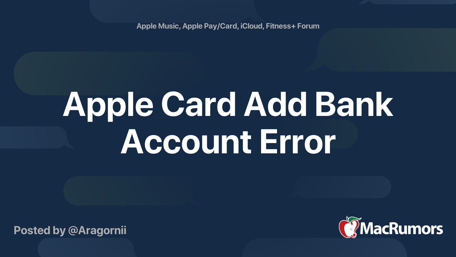 Apple Card Add Bank Account Error | MacRumors Forums