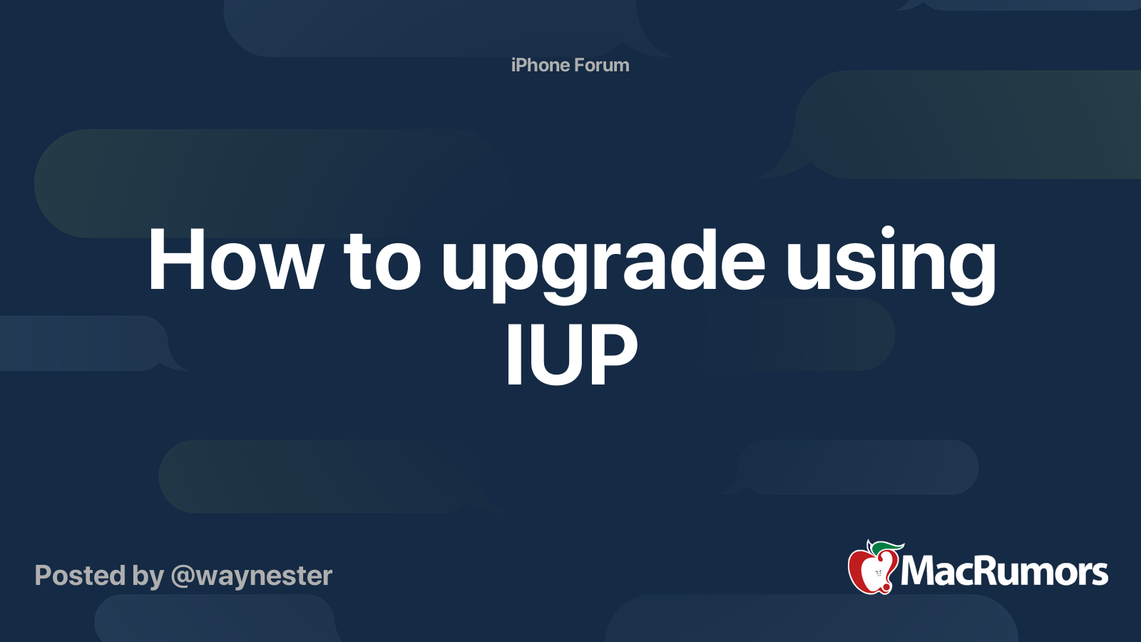 How to upgrade using IUP | MacRumors Forums