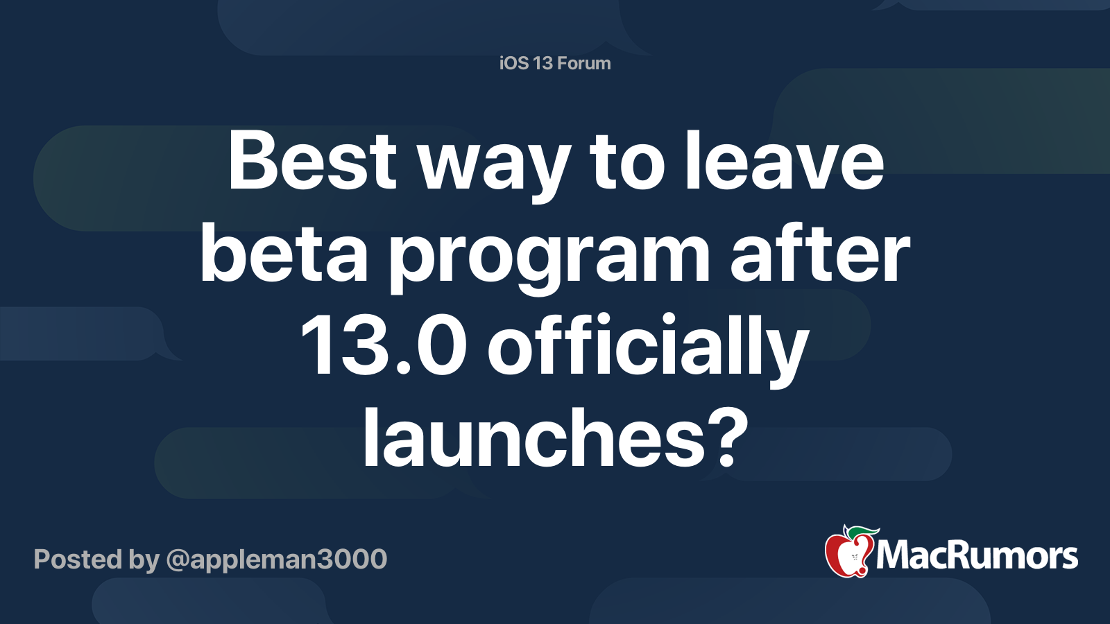 Best way to leave beta program after 13.0 officially launches ...