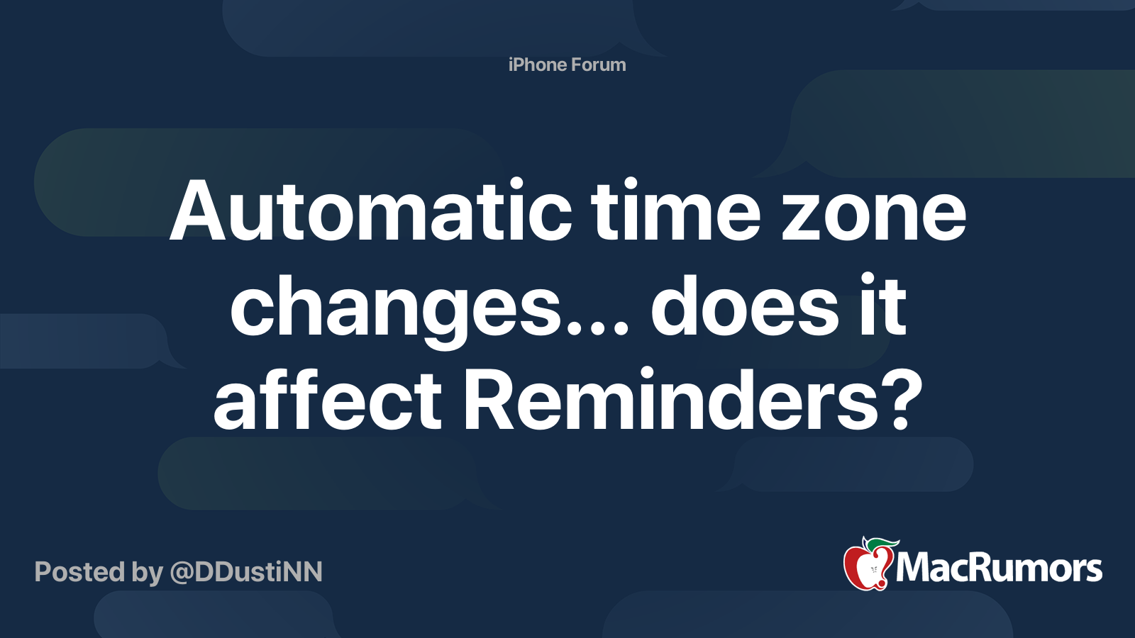 Automatic time zone changes... does it affect Reminders? | MacRumors Forums