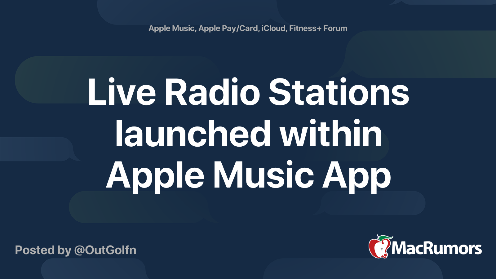 Live Radio Stations launched within Apple Music App | MacRumors Forums