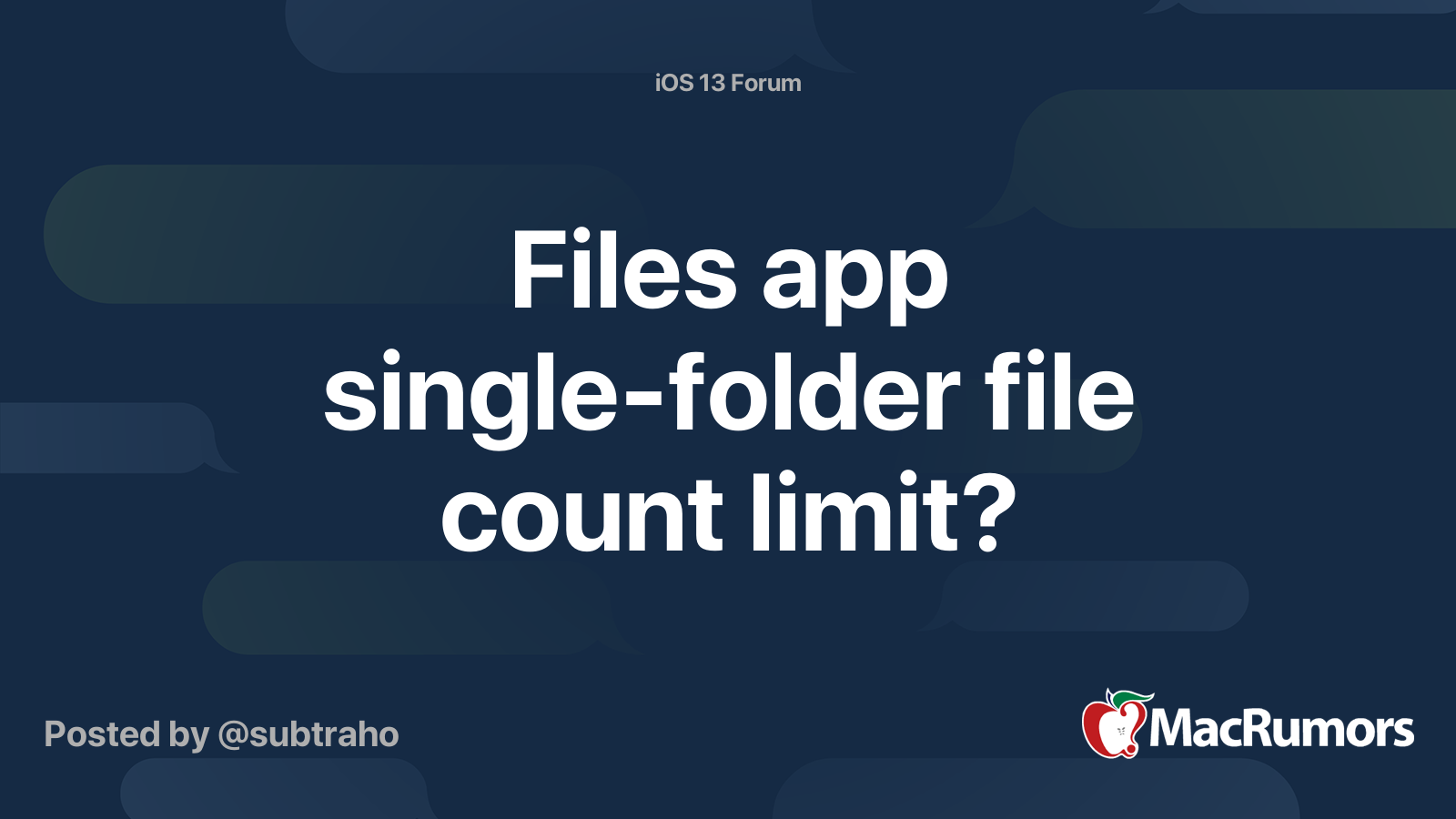 Files App Single Folder File Count Limit Macrumors Forums 