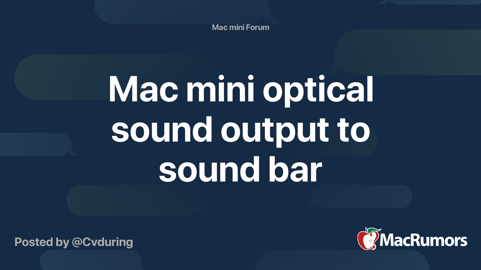 Mac mini optical sound output to sound bar | MacRumors Forums