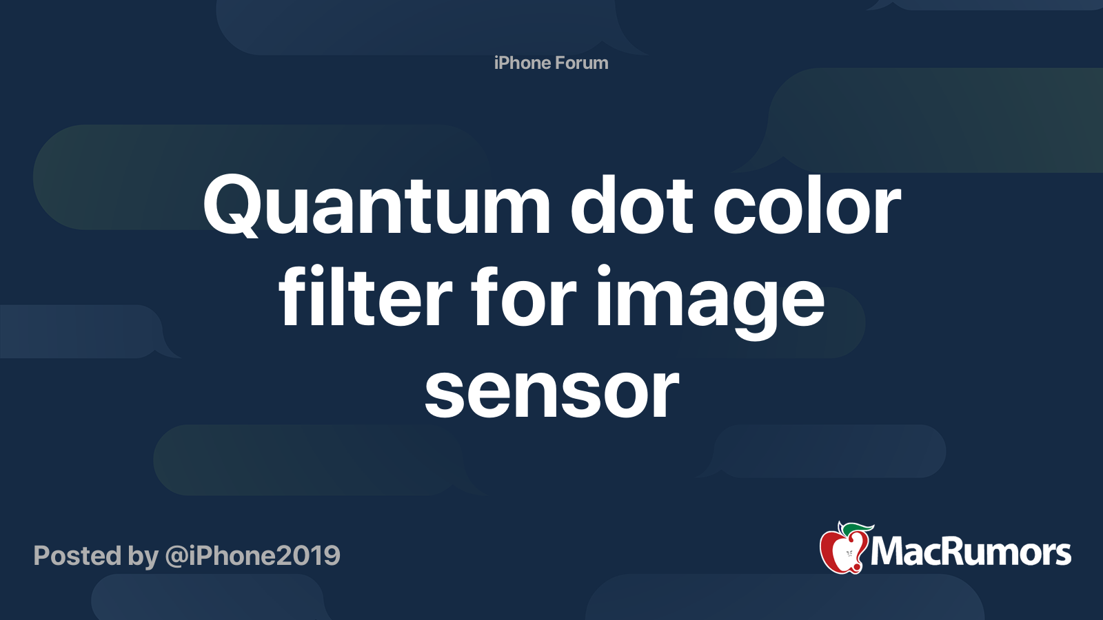 Quantum dot color filter for image sensor | MacRumors Forums