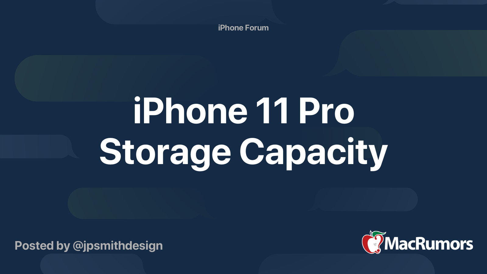 iPhone 11 Pro Storage Capacity | MacRumors Forums