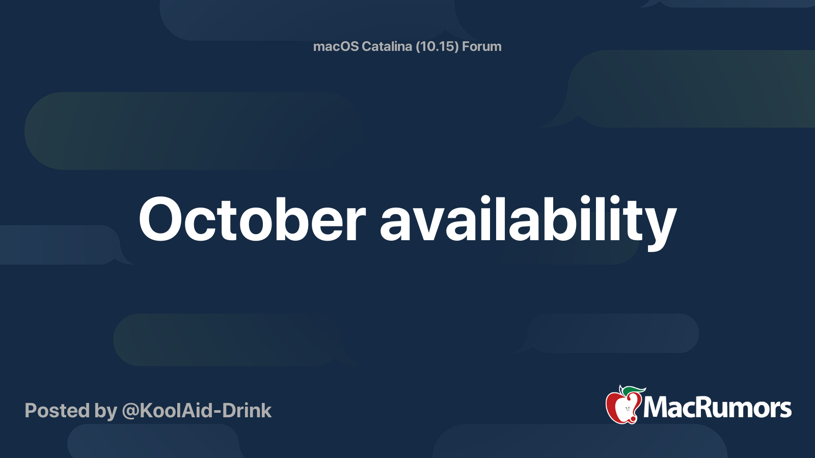 October availability | MacRumors Forums
