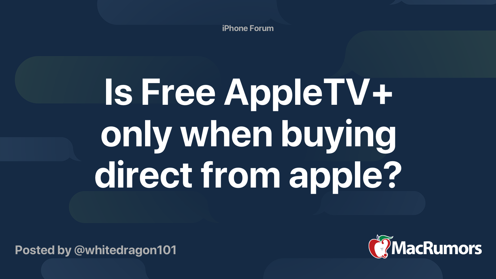 Is Free AppleTV+ only when buying direct from apple? | MacRumors Forums