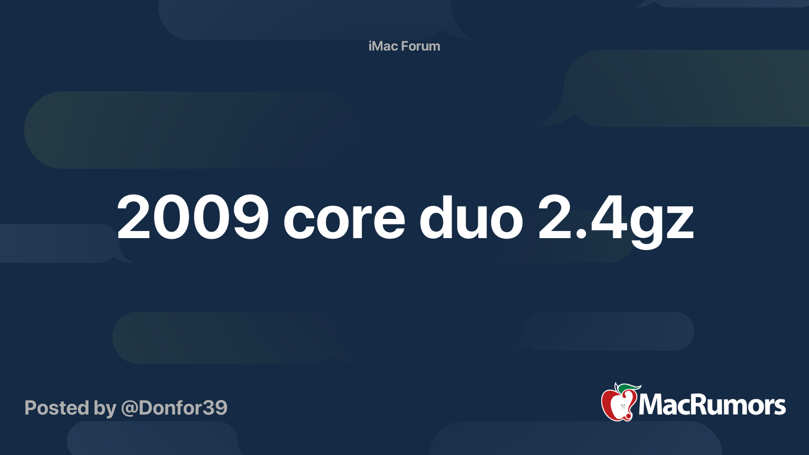 2009 core duo 2.4gz | MacRumors Forums