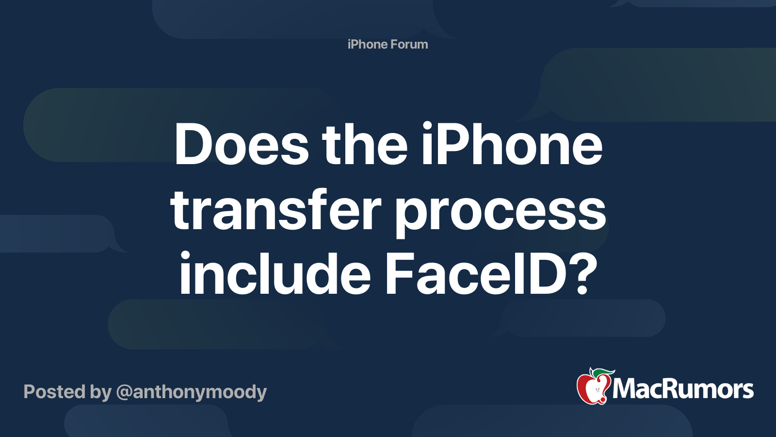 Does the iPhone transfer process include FaceID? | MacRumors Forums