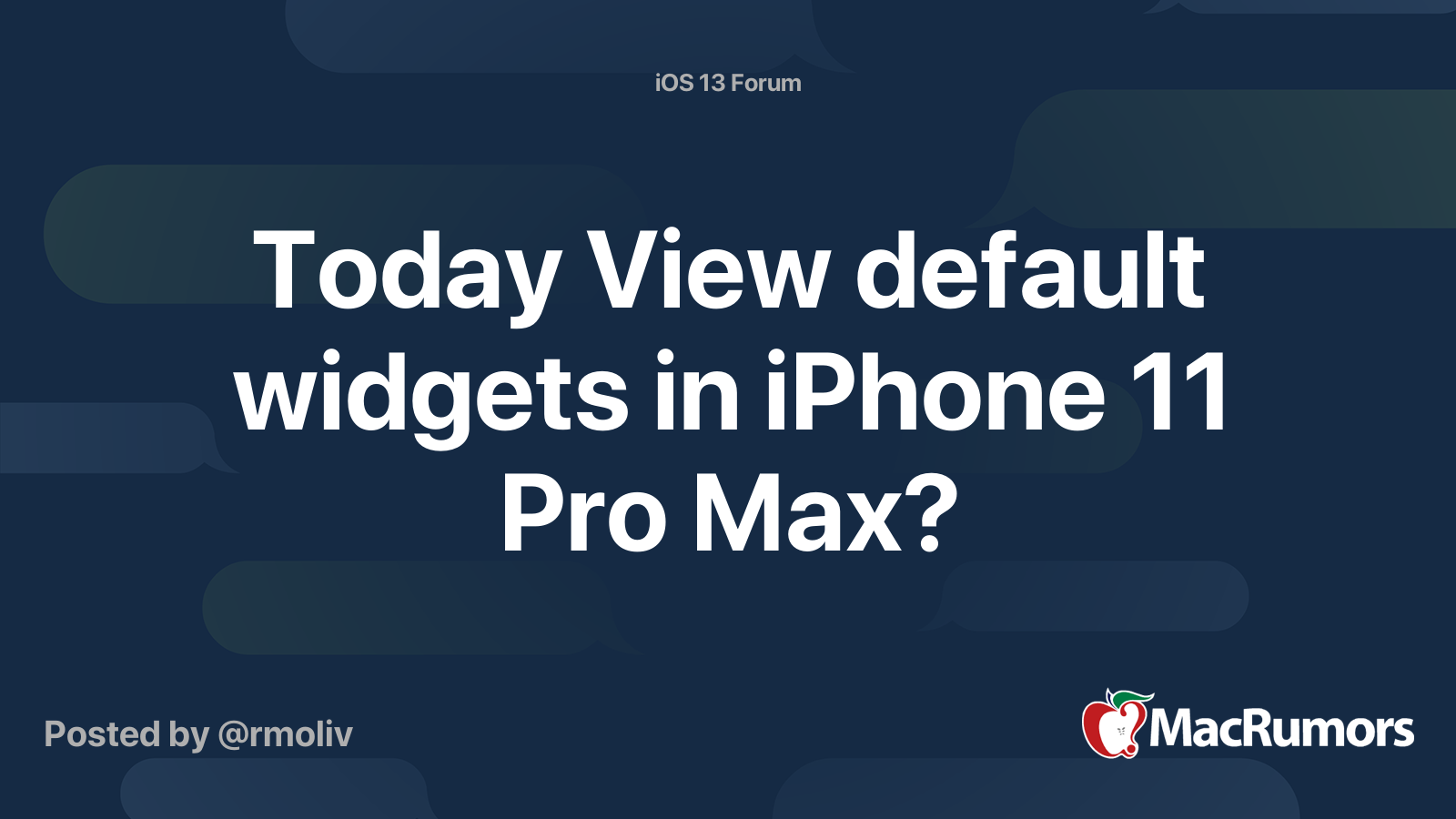 Today View default widgets in iPhone 11 Pro Max? | MacRumors Forums