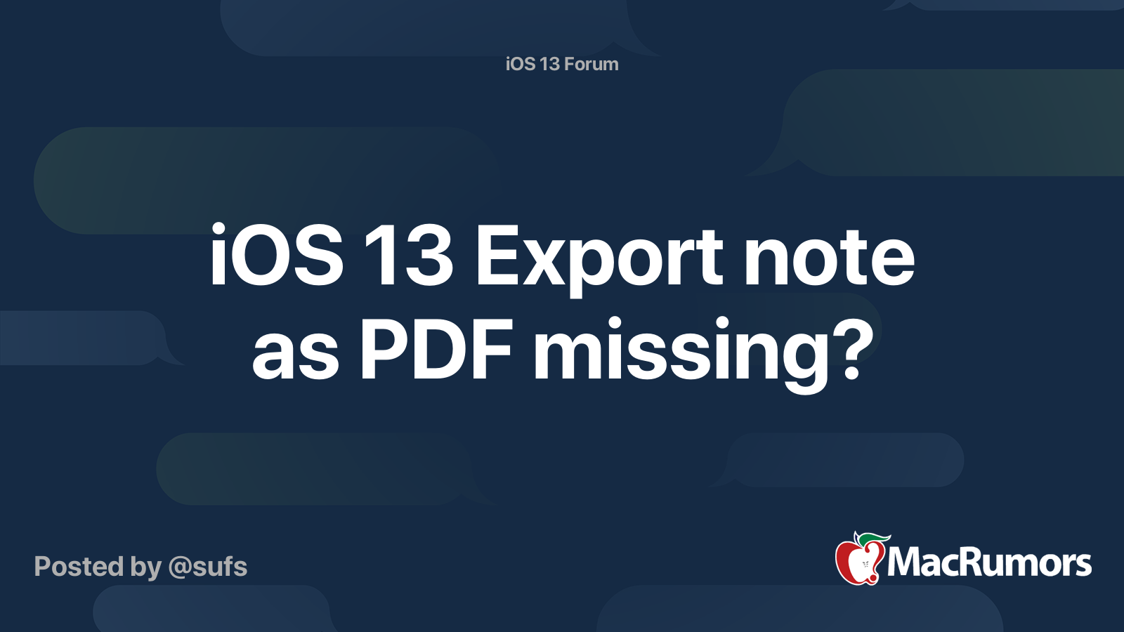 iOS 13 Export note as PDF missing? | MacRumors Forums