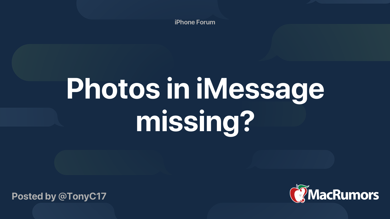 Photos in iMessage missing? | MacRumors Forums