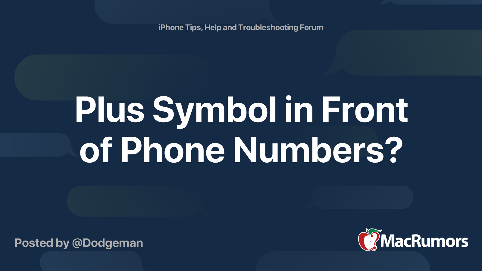 Plus Symbol in Front of Phone Numbers? | MacRumors Forums