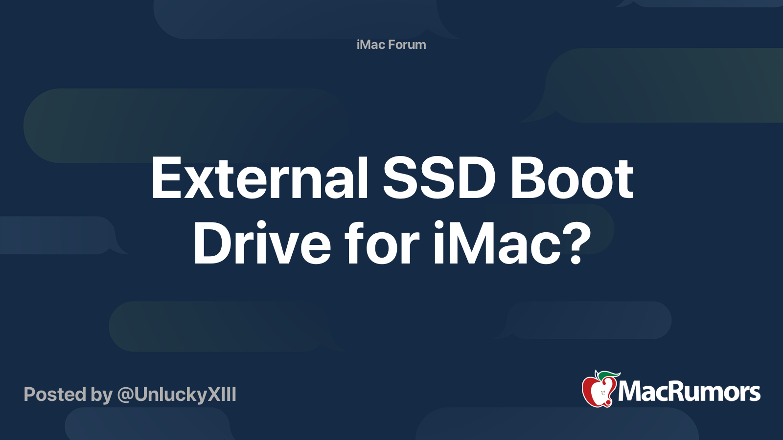 External SSD Boot Drive for iMac? | MacRumors Forums