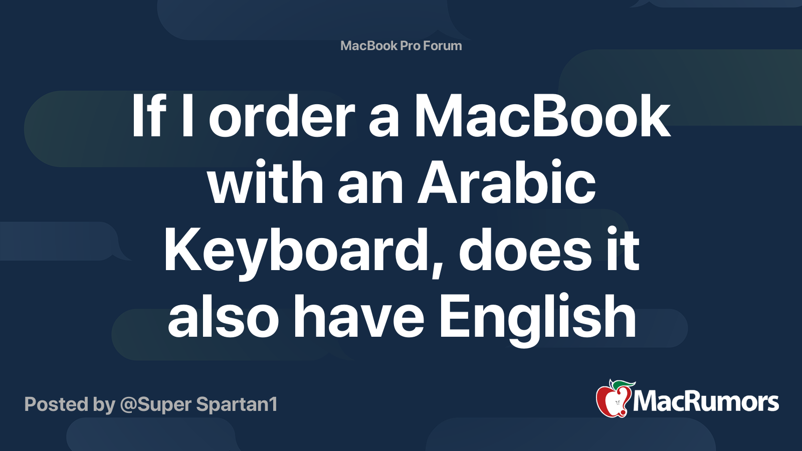If I order a MacBook with an Arabic Keyboard, does it also have English letters? | MacRumors Forums