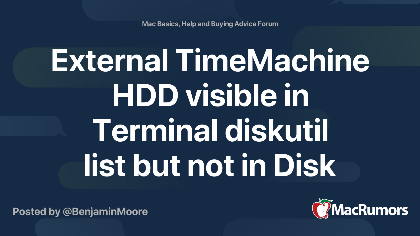 External TimeMachine HDD visible in Terminal diskutil list but not in Disk Utility | MacRumors ...