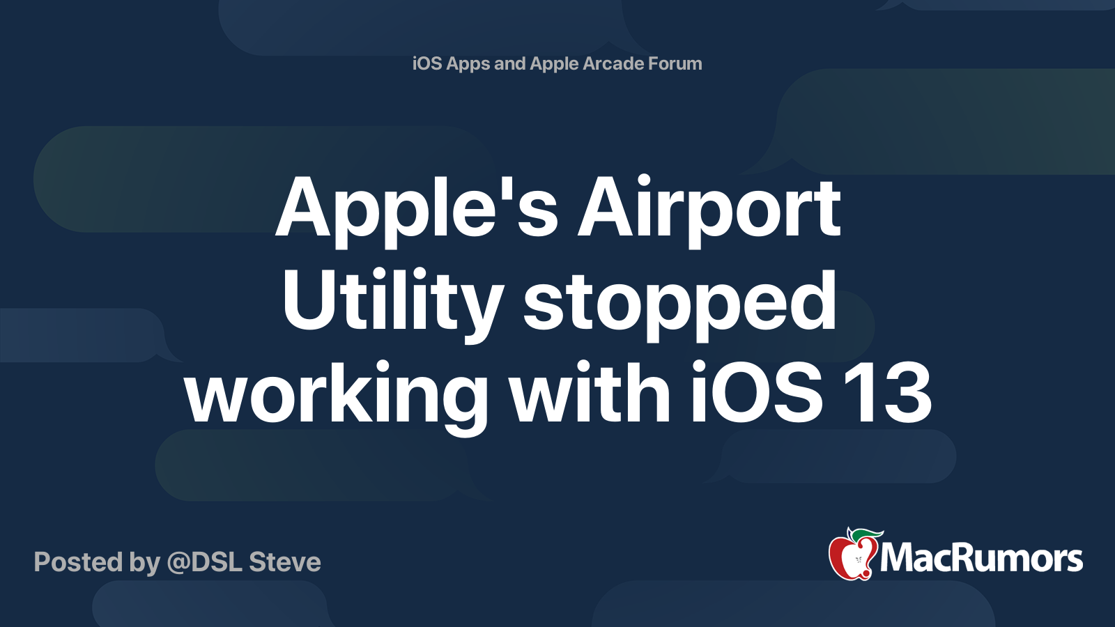 Apple's Airport Utility stopped working with iOS 13 | MacRumors Forums
