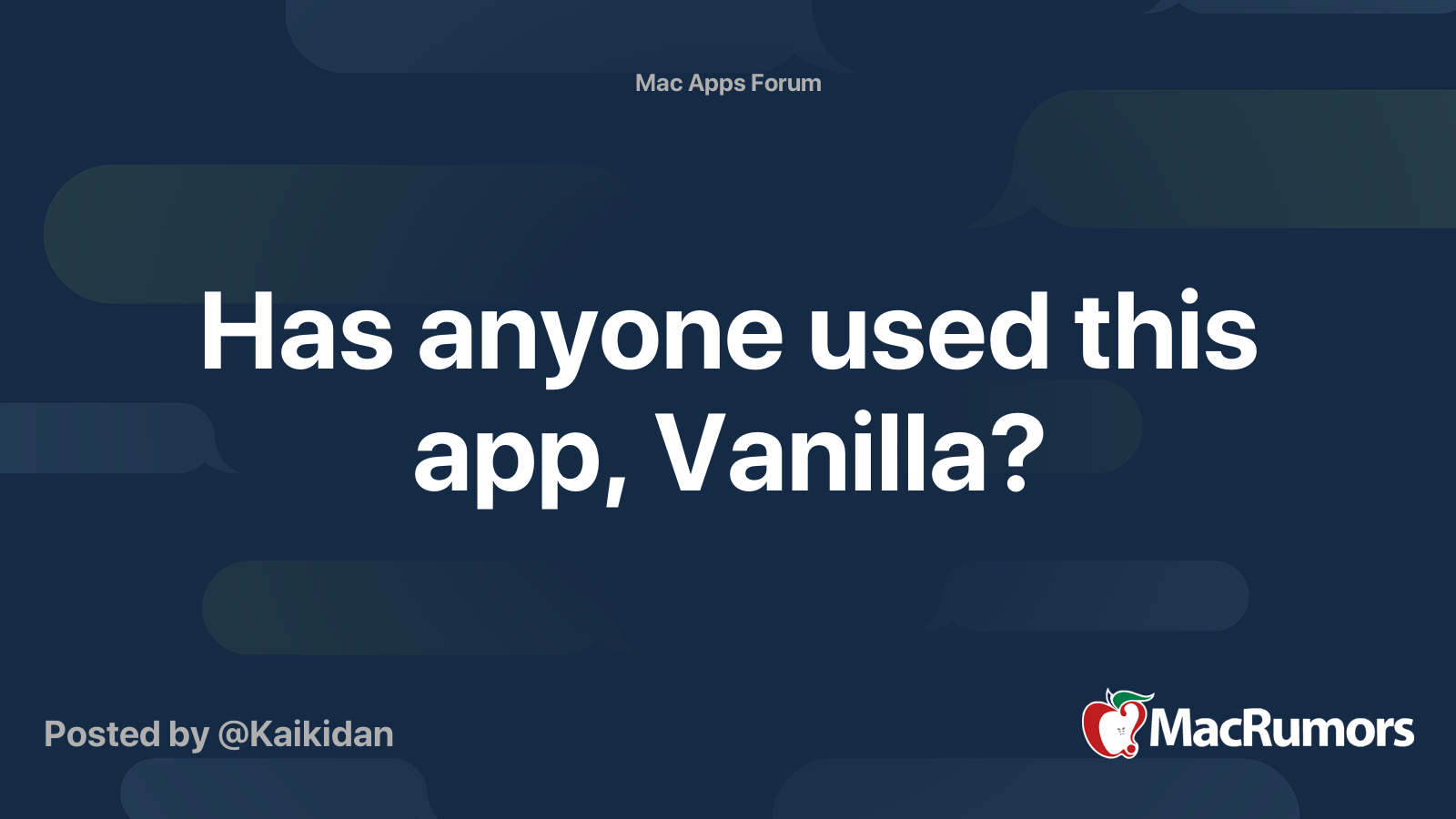 Has anyone used this app, Vanilla? | MacRumors Forums