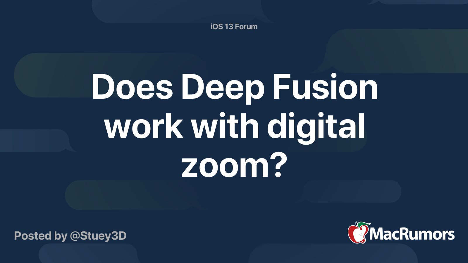 Does Deep Fusion work with digital zoom? | MacRumors Forums