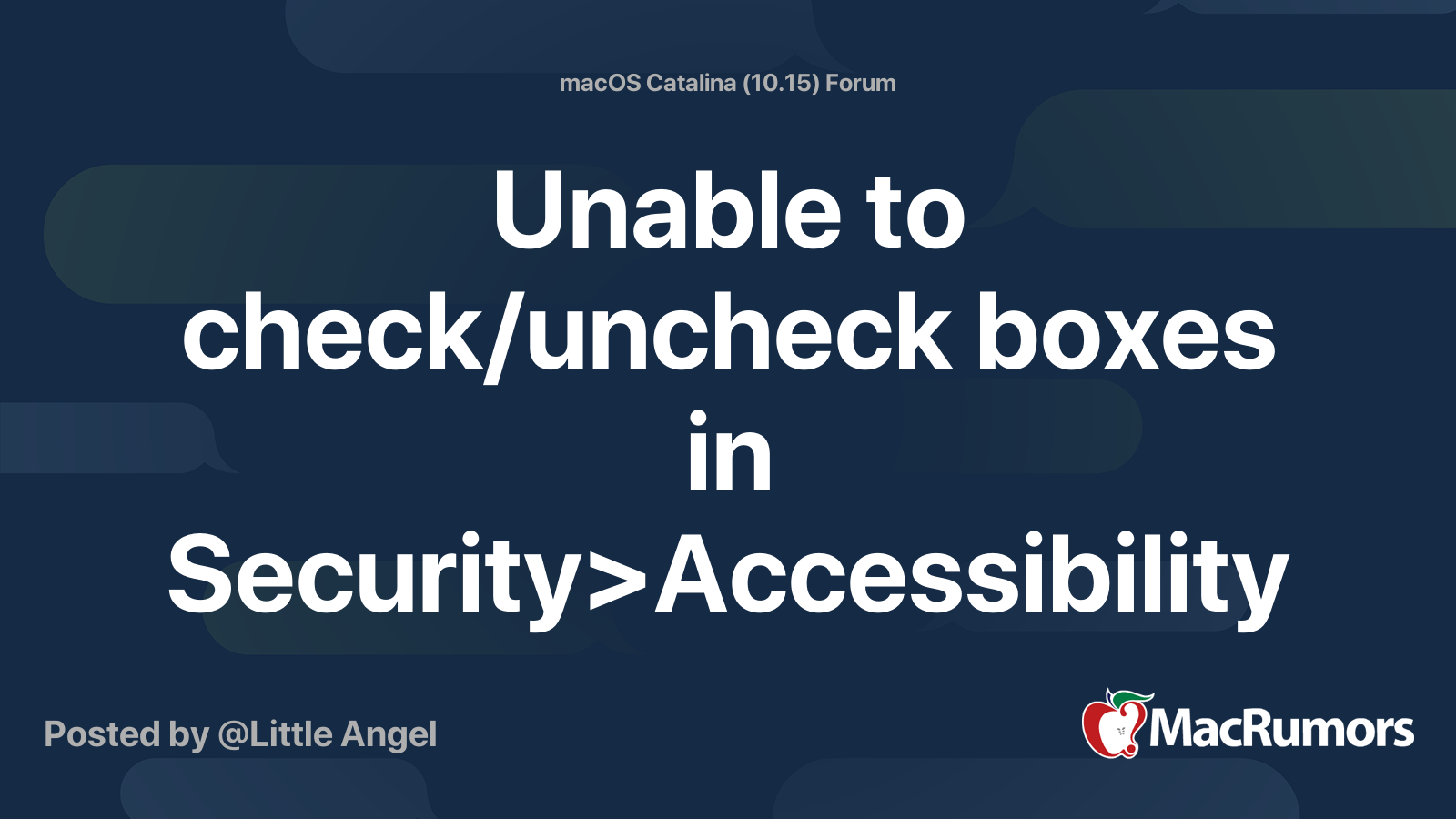 Unable to check/uncheck boxes in Security>Accessibility | MacRumors Forums