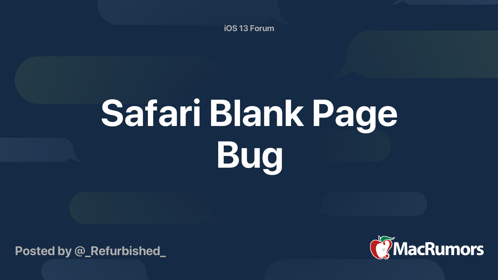 Safari Blank Page Bug | MacRumors Forums