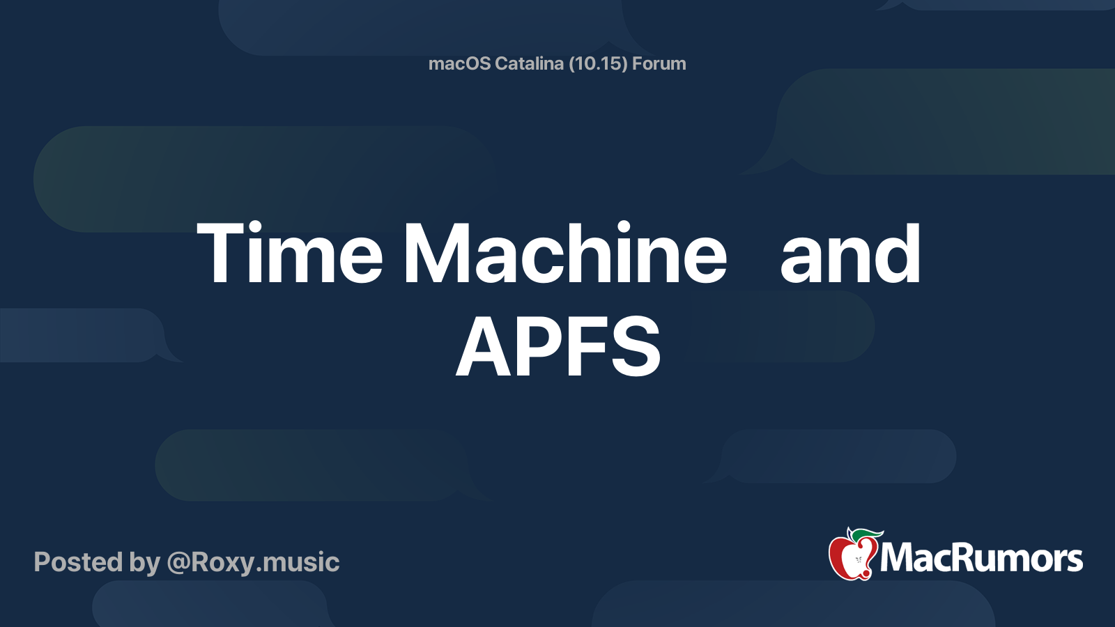 Time Machine and APFS | MacRumors Forums