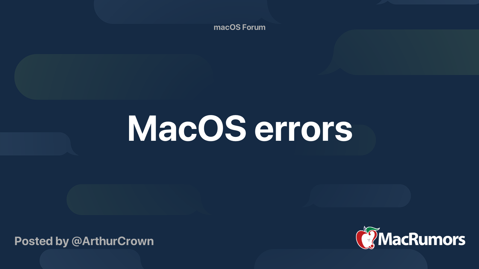 MacOS errors | MacRumors Forums