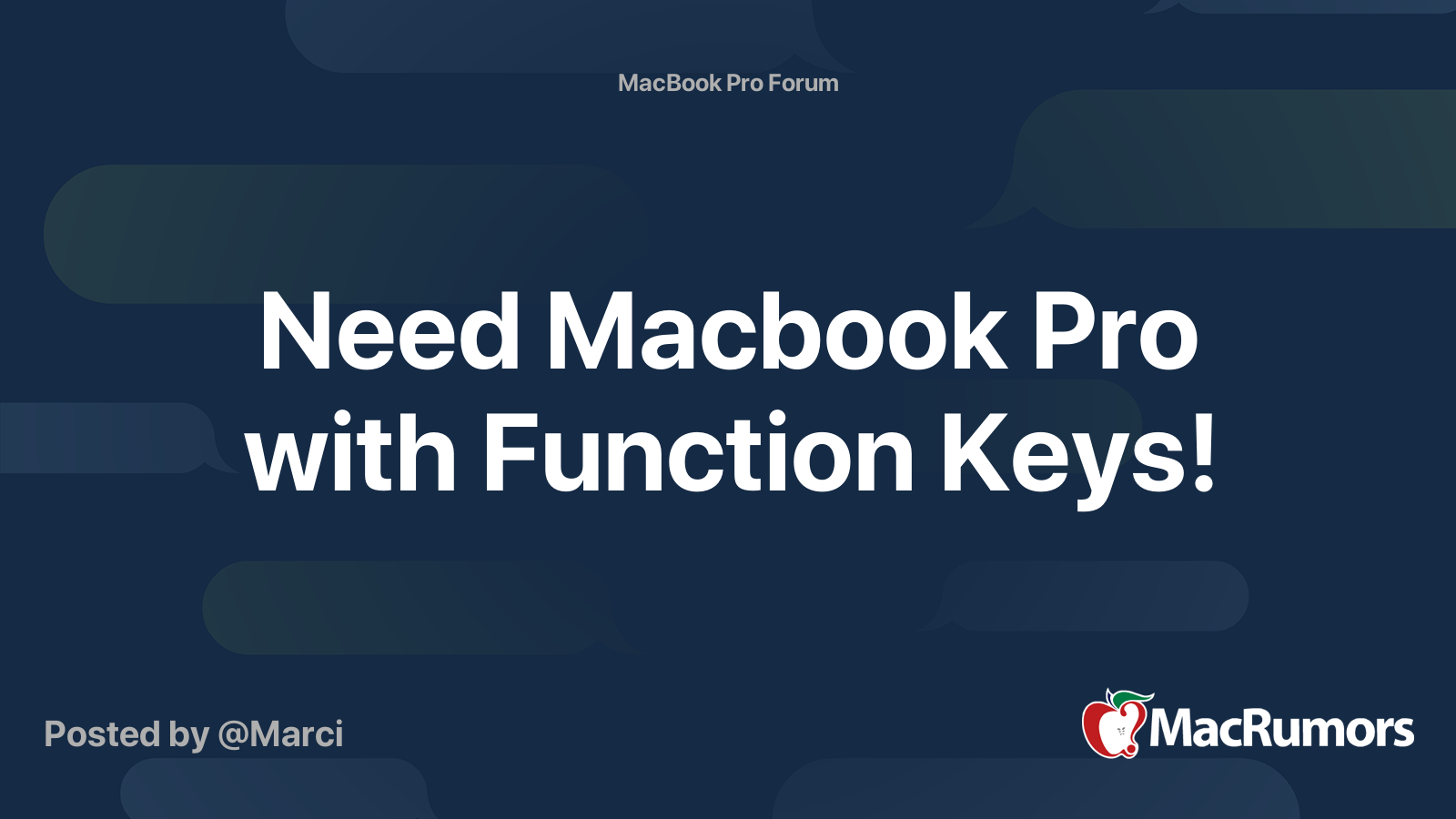 Need Macbook Pro with Function Keys! | MacRumors Forums