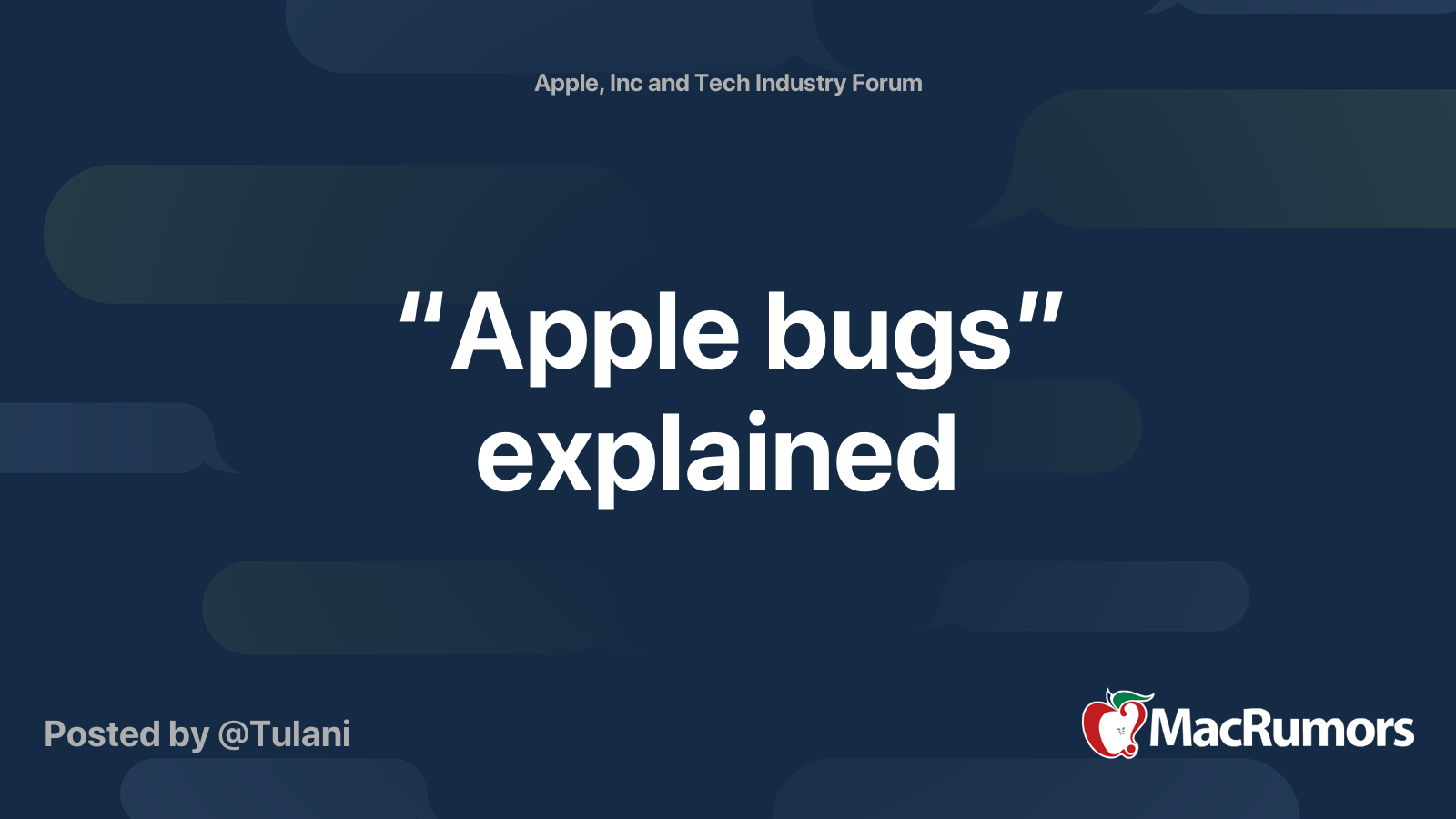 “Apple bugs” explained | MacRumors Forums