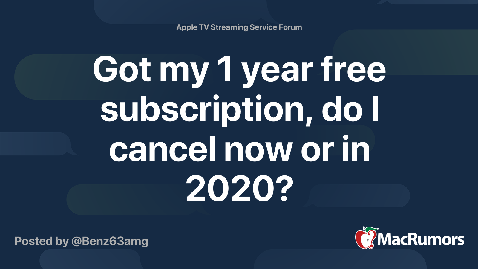 Got my 1 year free subscription, do I cancel now or in 2020 ...
