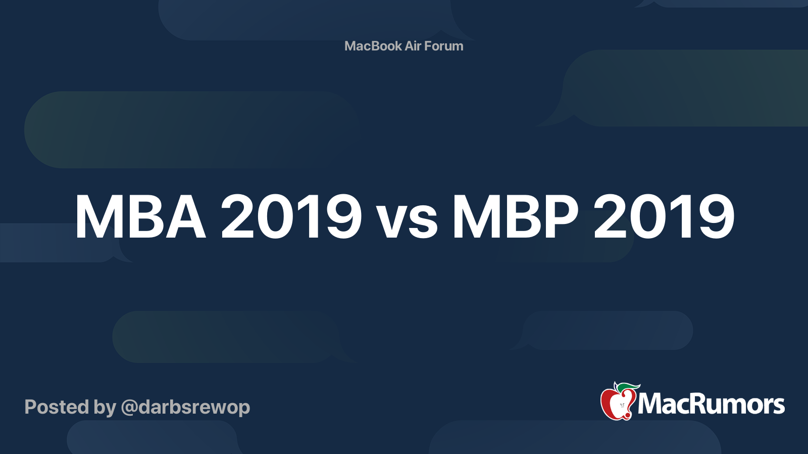 MBA 2019 vs MBP 2019 | MacRumors Forums