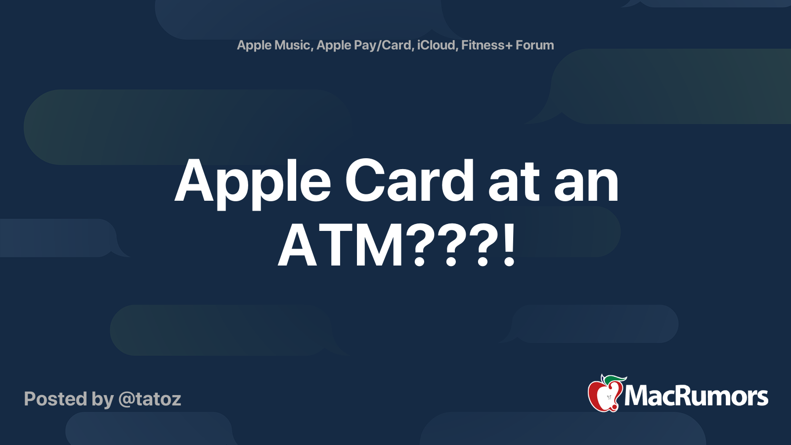 Apple Card at an ATM???! | MacRumors Forums