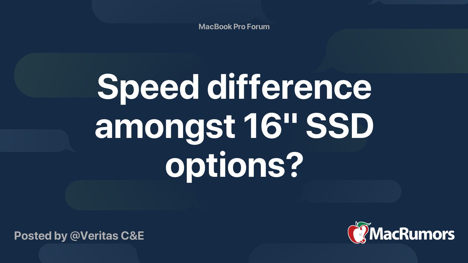 Speed difference amongst 16" SSD options? | MacRumors Forums